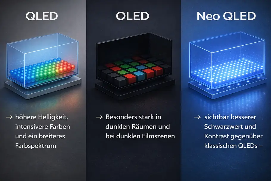QLED vs. OLED: Was ist besser? Unterschiede, Vor- & Nachteile